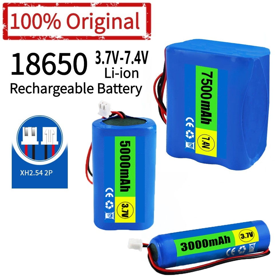 7.4V 18650 Lithium Battery Pack 2S 2.6Ah 3Ah 6Ah 9Ah Fishing LED Light ...