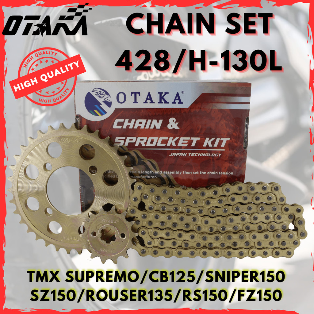CHAIN SET 428H-130L FOR TMX SUPREMO/CB125/SNIPER150/SZ150/ROUSER135 ...