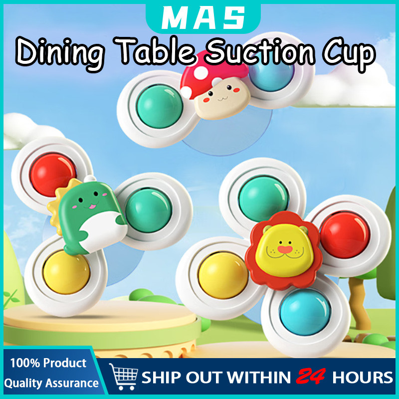 MAS 3Pcs Baby Rotating Toy Table Animal Sucker Finger Sucker Spinning ...