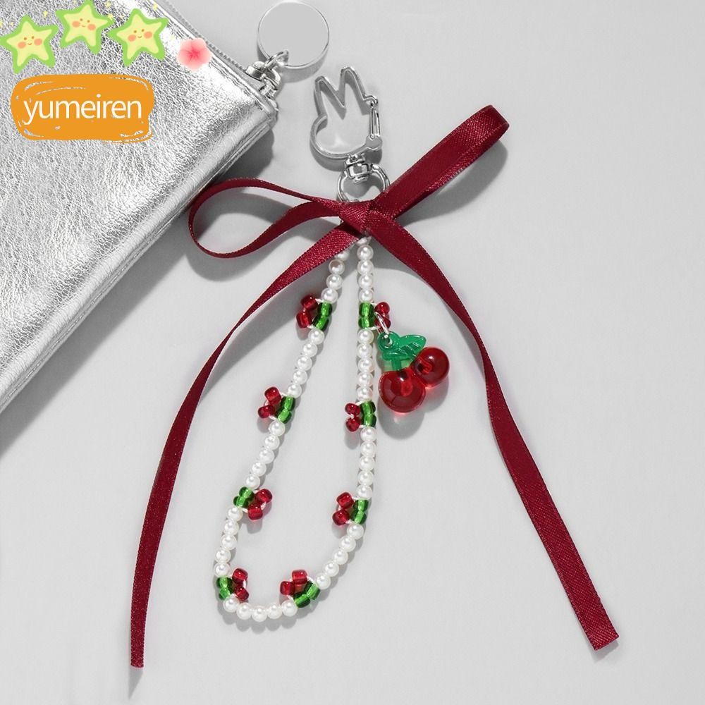 YUMEIREN Mobile Phone Pendant Chain, Acrylic Heart Shaped Bow Pearl ...