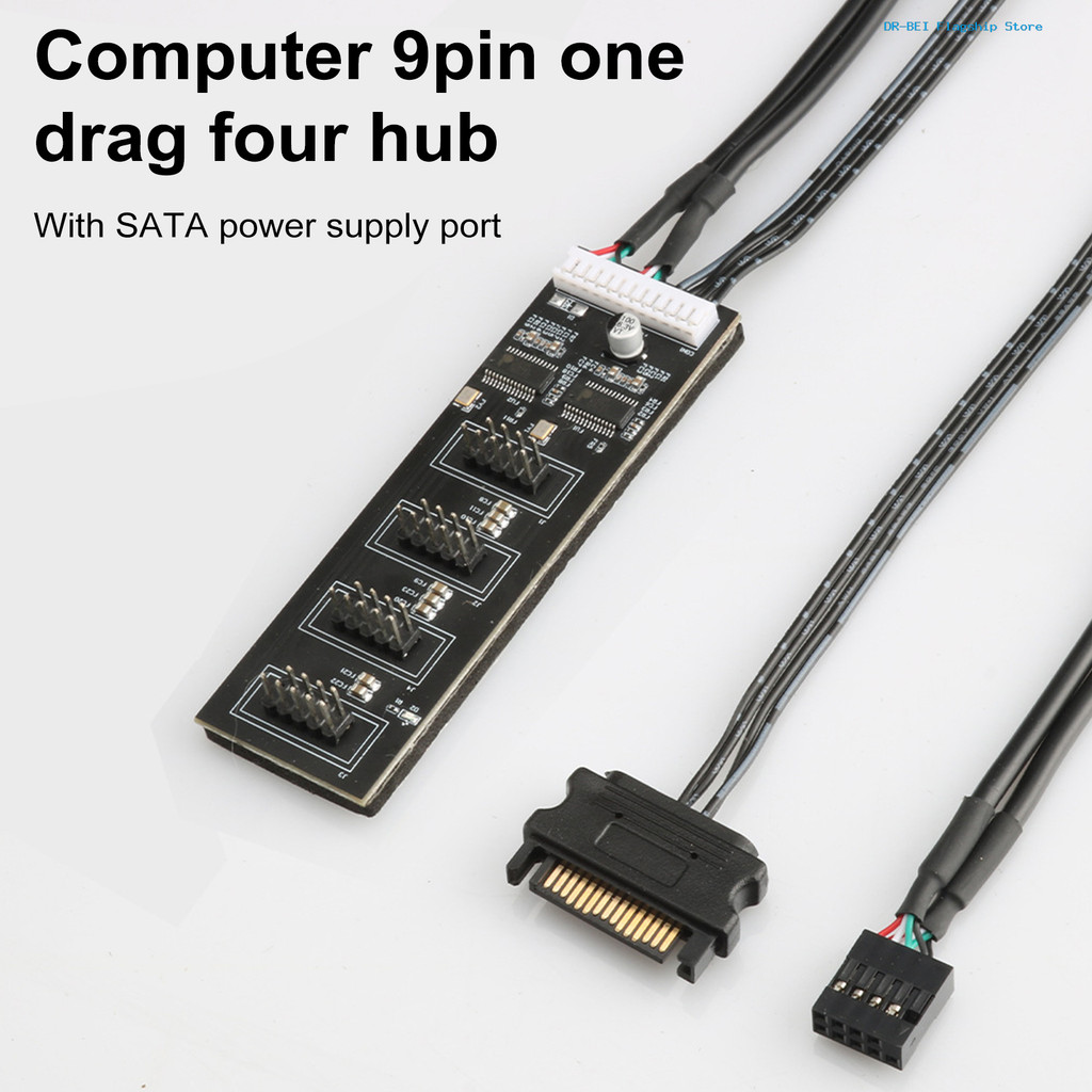 BE-USB 2.0 Header Splitter with SATA Power Cable 1 to 4 9Pin ...