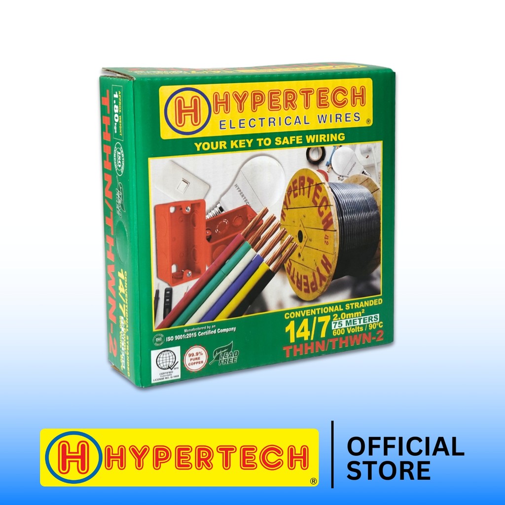 HYPERTECH THHN/THWN-2 Stranded Wire # 14/7 - 75 Meters - Pure Copper Electrical Wire Philippine ...