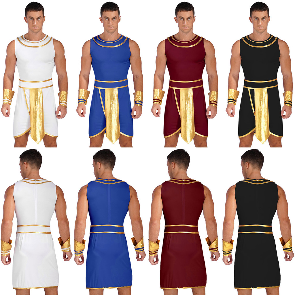 Men Toga Greek God Costume Halloween Party Ancient Roman Dresses Deluxe ...