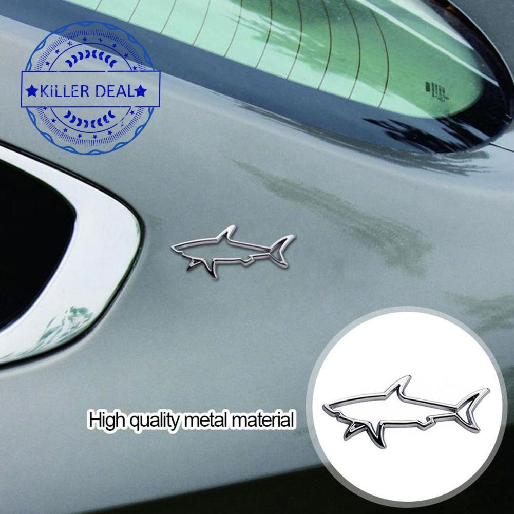 3d Shark Car Motorcycle Metal Sticker Hollow Shark Metal Decorative ...