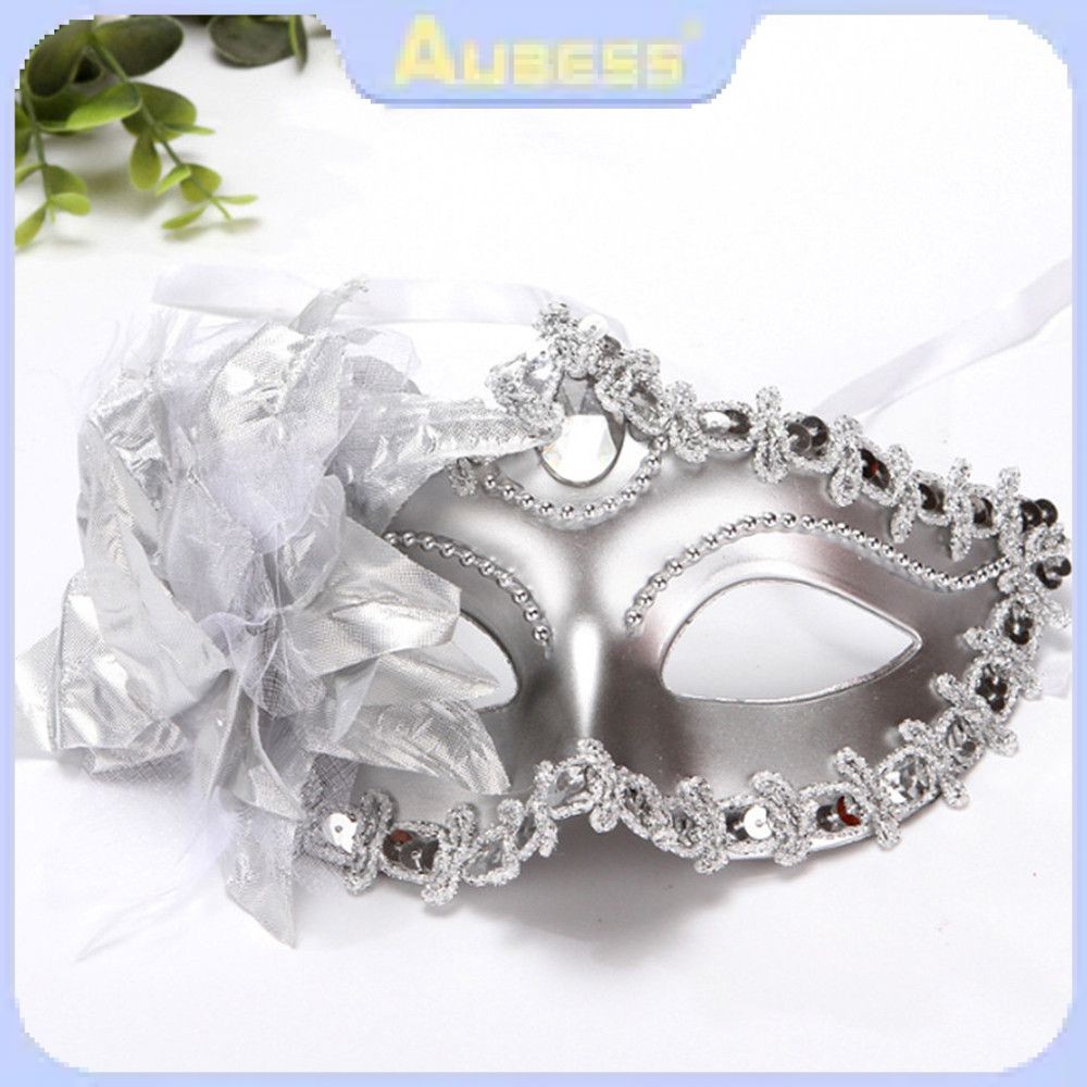 Masquerade Venetian Mask Electroplating Princess Side Flower With Stick ...
