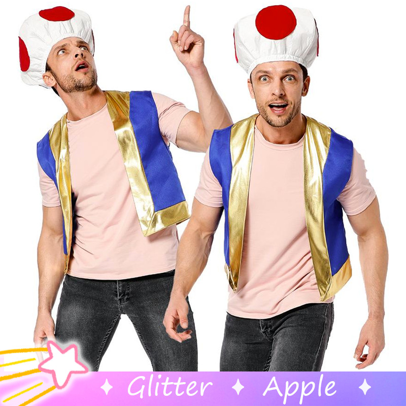 Super Mario Bros Toad Cosplay Costume For Men Adult Halloween Christmas ...