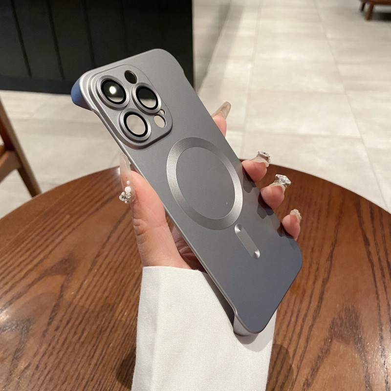 Ultra Thin Frameless Matte Magnetic Wireless Charging Phone Case For ...