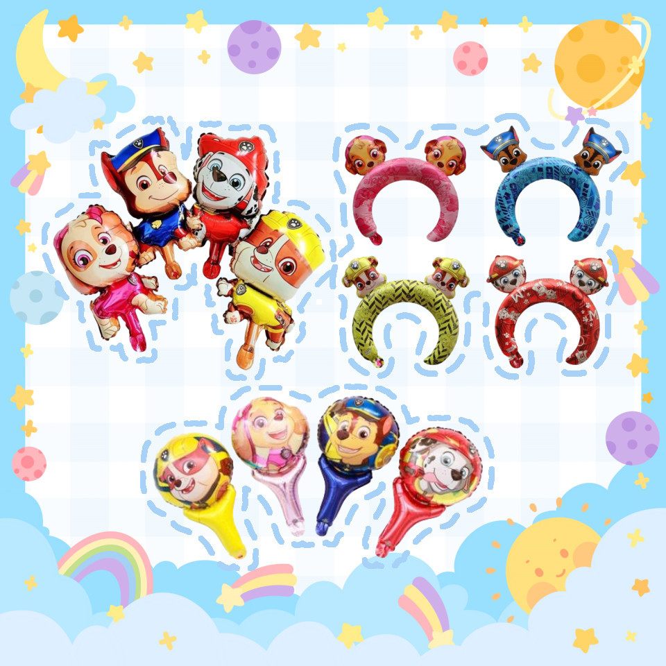 Paw Patrol Theme Marshall Skye Chase Rubble Mini Dogs Stick Handband Foil Balloon for Birthday ...