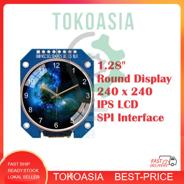 Round Display 1.28 Inch Round LCD Display Module, 240x240 Resolution, IPS Panel, SPI Interface ...
