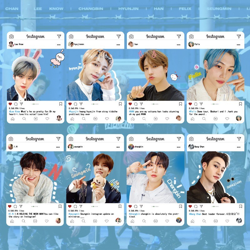 Kpop Stray Kids KPOP (G)I-DLE PVC Transparent Card 8Pcs/Set ATEEZ ITZY ...