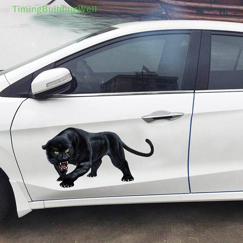 TBPH Cartoon 3D Car Stickers Animal Black Panther Roaring Bumper Cover ...