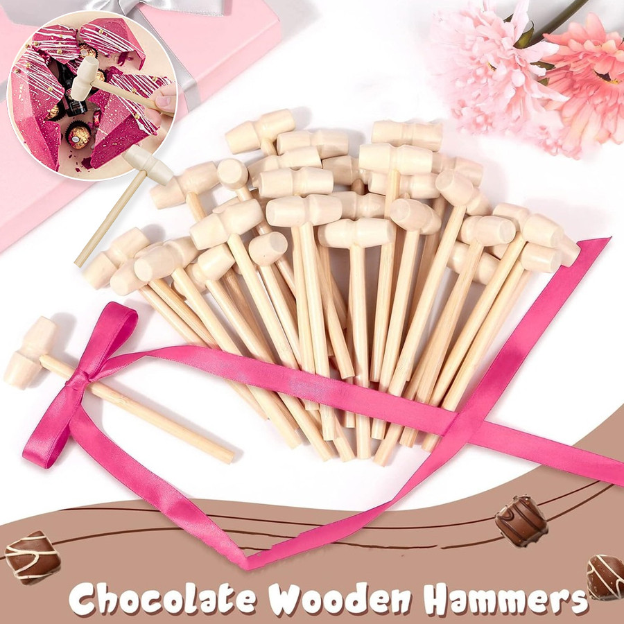2/5/10Pcs Wooden Hammers for Chocolate Mini Breakable Heart Hammer ...