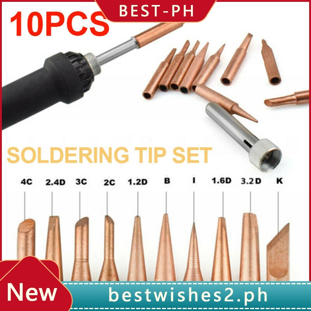 (BEST) 10pc/Set 900M-T Soldering Tip Pure Copper Electric Iron Head Series Solder Tool (Ready ...