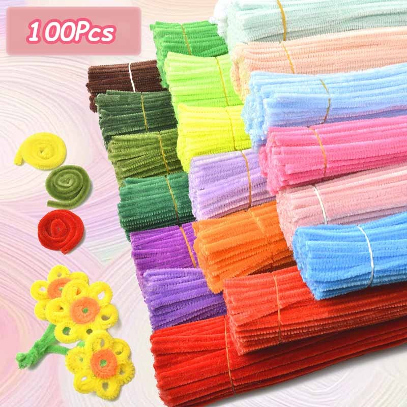 "ONHAND" - 100Pcs Bouquet Material DIY Fuzzy Wire Twisted Stick Craft ...