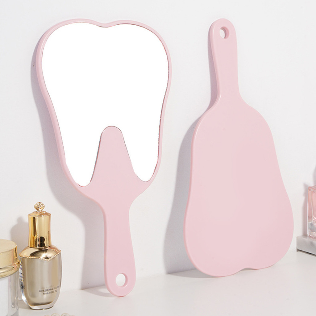 Handheld Mirror Makeup Tool Tooth-Shaped Mirror Plastic Small and Easy ...