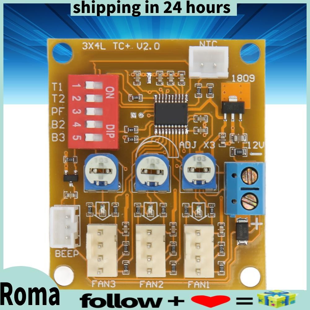 Romanticshop Fan Speed Control Board 3 Indicators PWM Temp Module ...