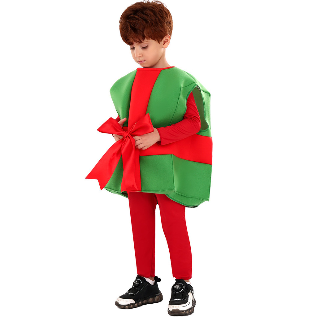 2024 Christmas Costume Children Santa Claus Gift Box Costume Christmas ...