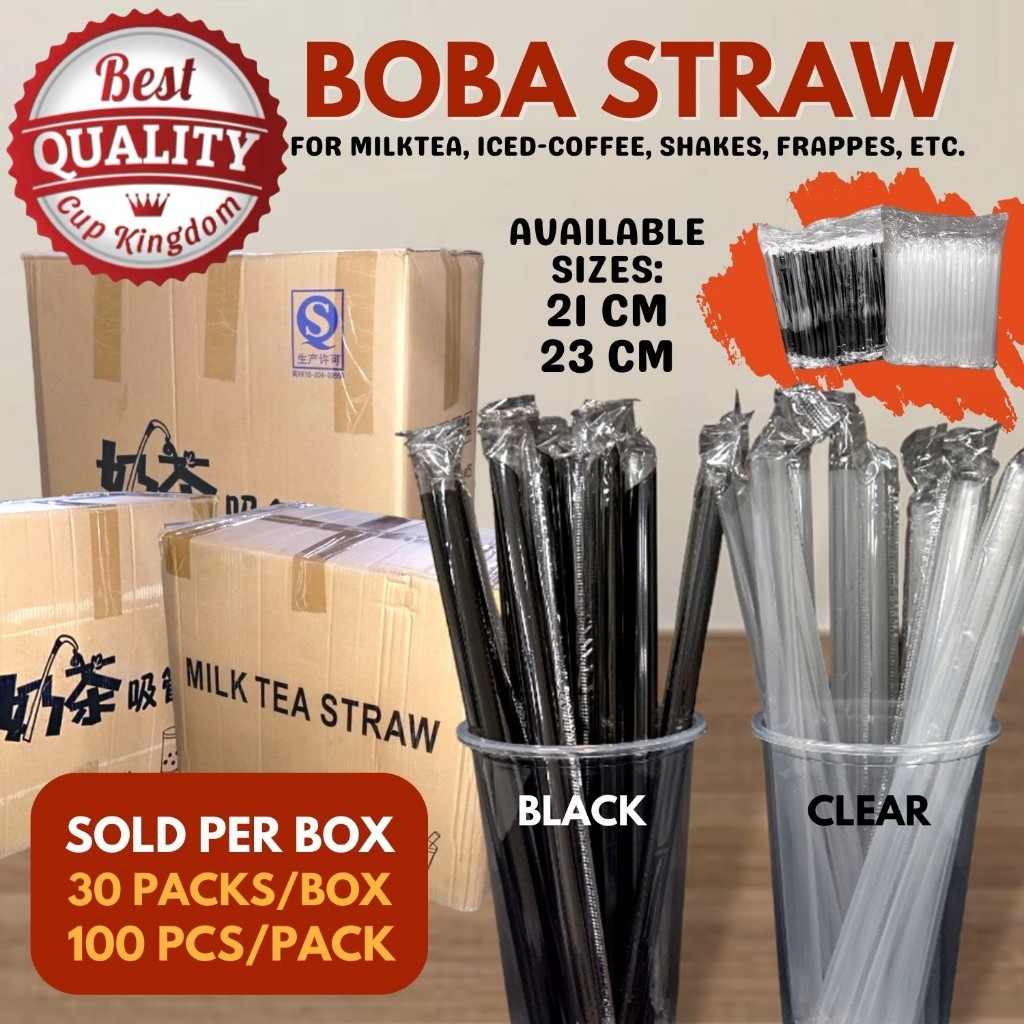 3000 PCS/BOX - Boba Straw / Milk Tea Sago Straw [Black/Clear ...