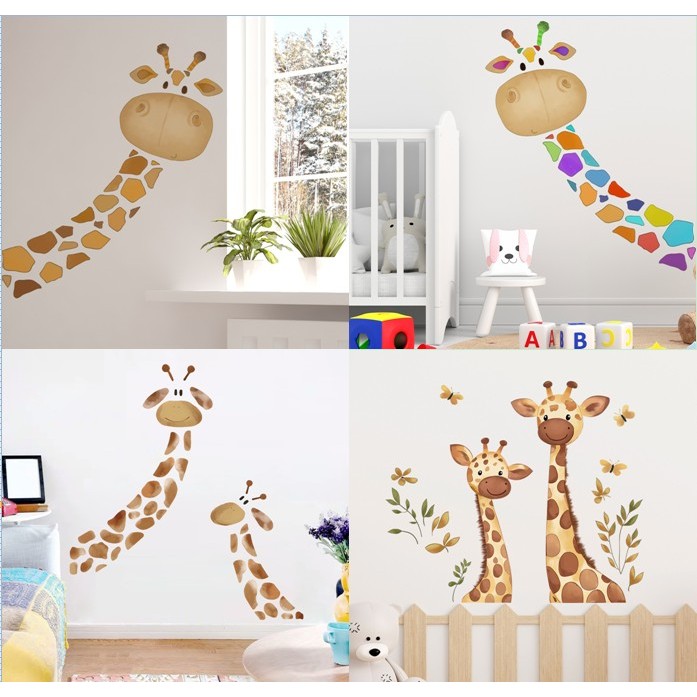 Wall Stickers Cartoon Colorful Cute Giraffe Wall Stickers Cartoon ...