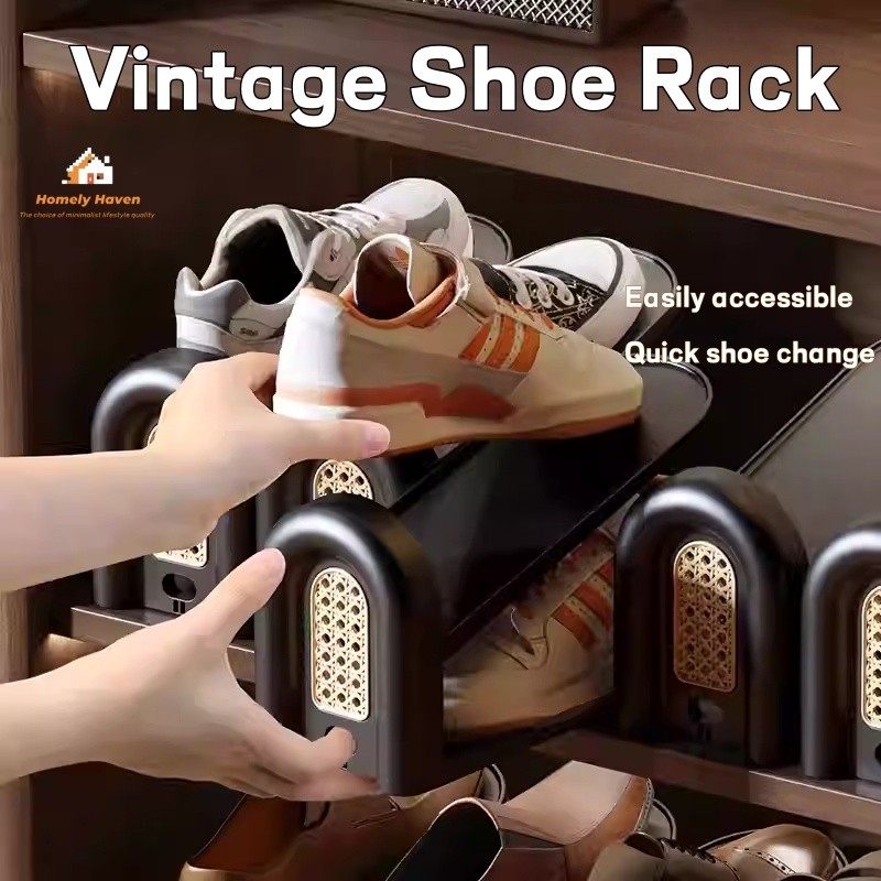 Vintage Durable Style Shose Rack Adjustable Space Saving Double Layered ...