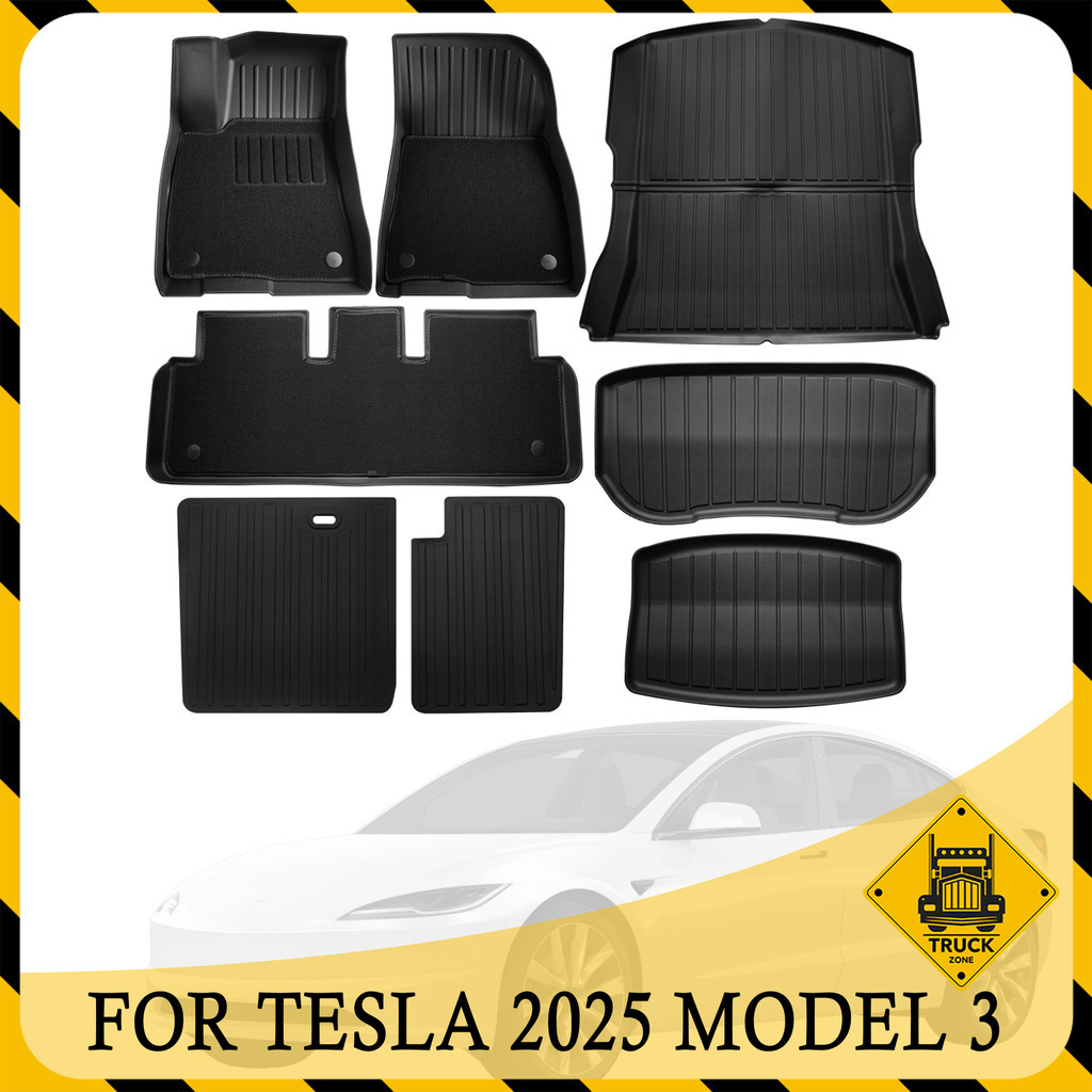 TESLA 2025 Model 3 Waterproof TPE Odorless Cargo Liners with Double ...