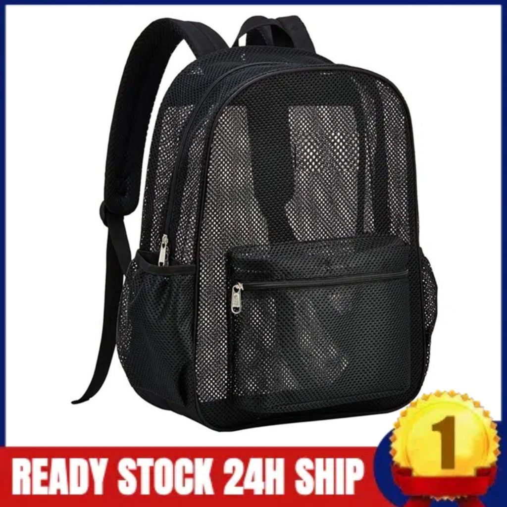 Mesh Backpack with Comfort Padded Straps Mesh Book Bag See Through ...