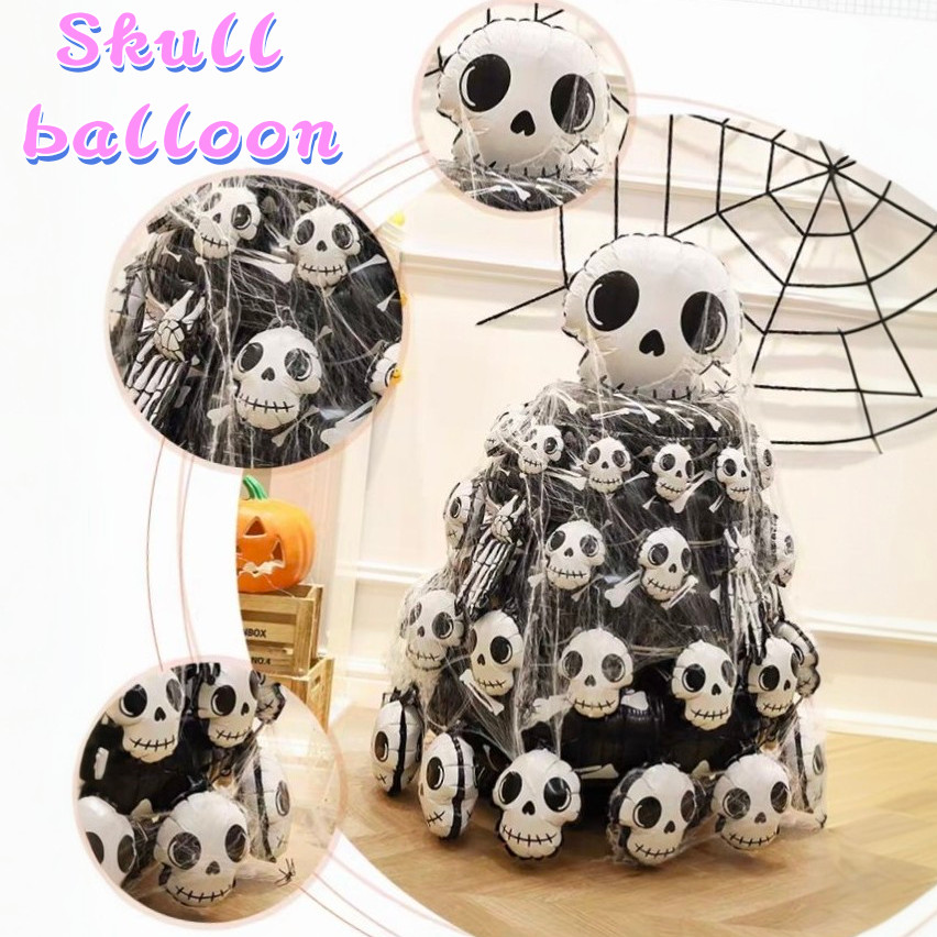 1Set Halloween Theme Skeleton Pile Balloons Halloween Skull Balloon ...