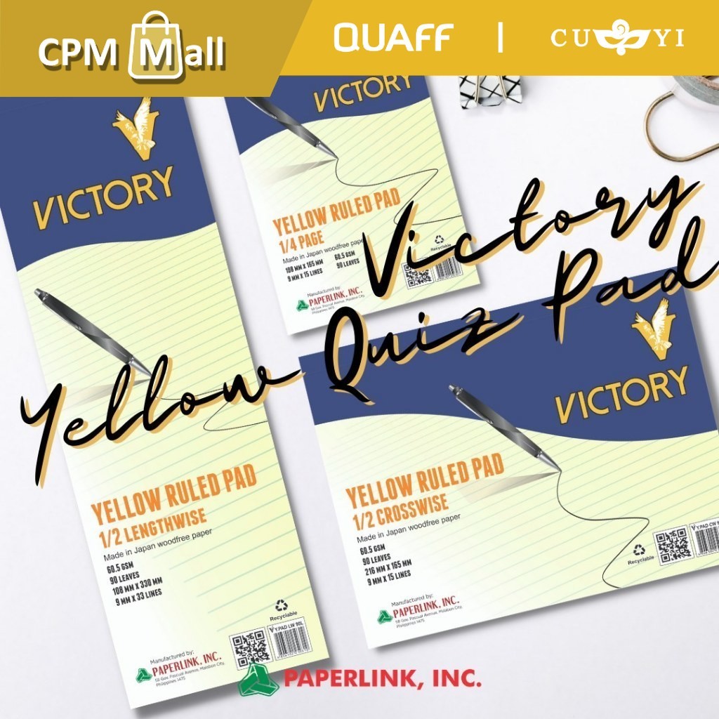 Victory Yellow Pad 1/4 | 1/2 Lengthwise | Whole Pad 90 Leaves ...