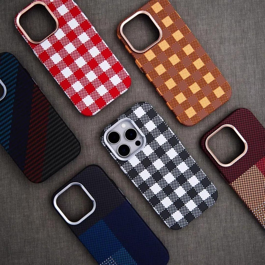 Kevlar Carbon Fiber Plaid Skin Feel Strong Magnetic Phone Case Suitable ...