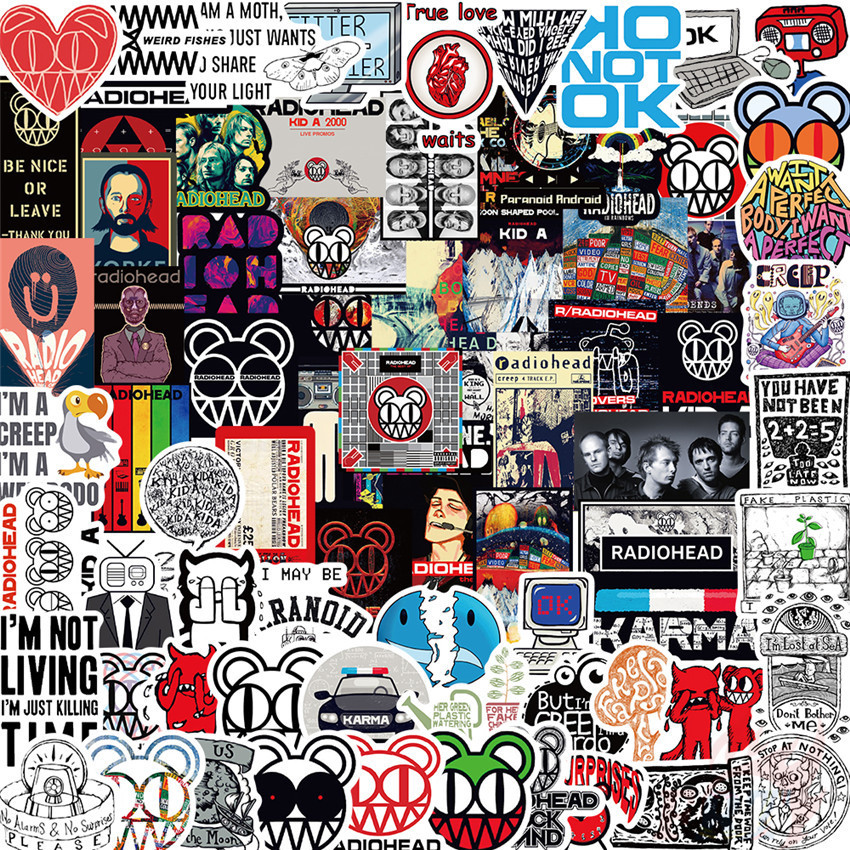 100Pcs/Set Rock Band . Radiohead Stickers DIY Fashion Waterproof Doodle ...