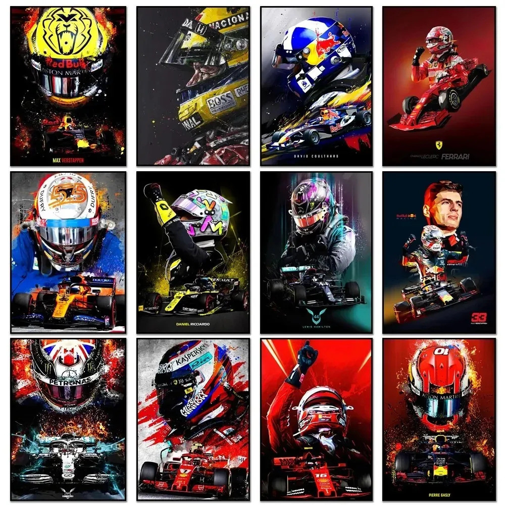 F1 Formula One Race Wall Art Poster Max Verstappen Mural Modern Home ...