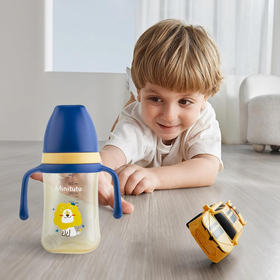 240ml Baby Drinking Cup, Cartoon Little Lion Children's Straw Cup, Anti ...