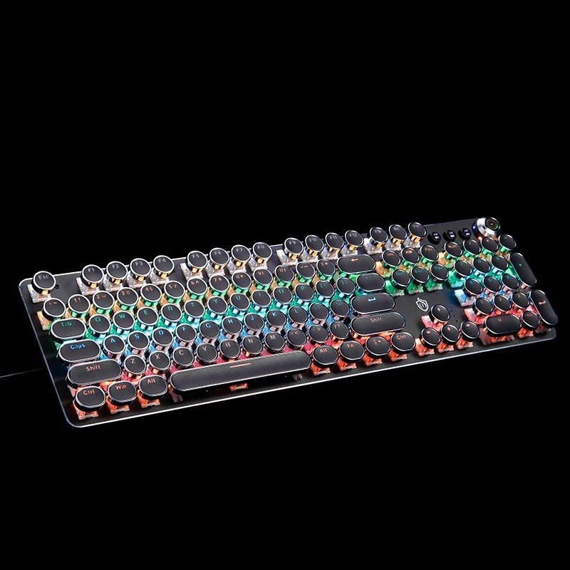 RQ+`Gaming Round Key Mechanical Keyboard Knob Adjustment 104 Key USB ...