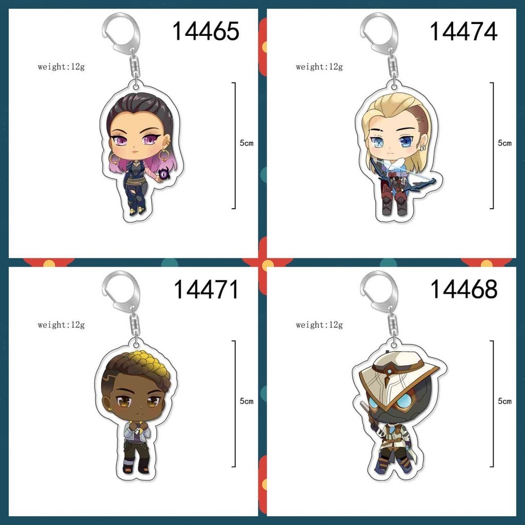 Keychain, Standee, Glass Painting Valorant Cute Cartoon Jett Reyna Neon ...