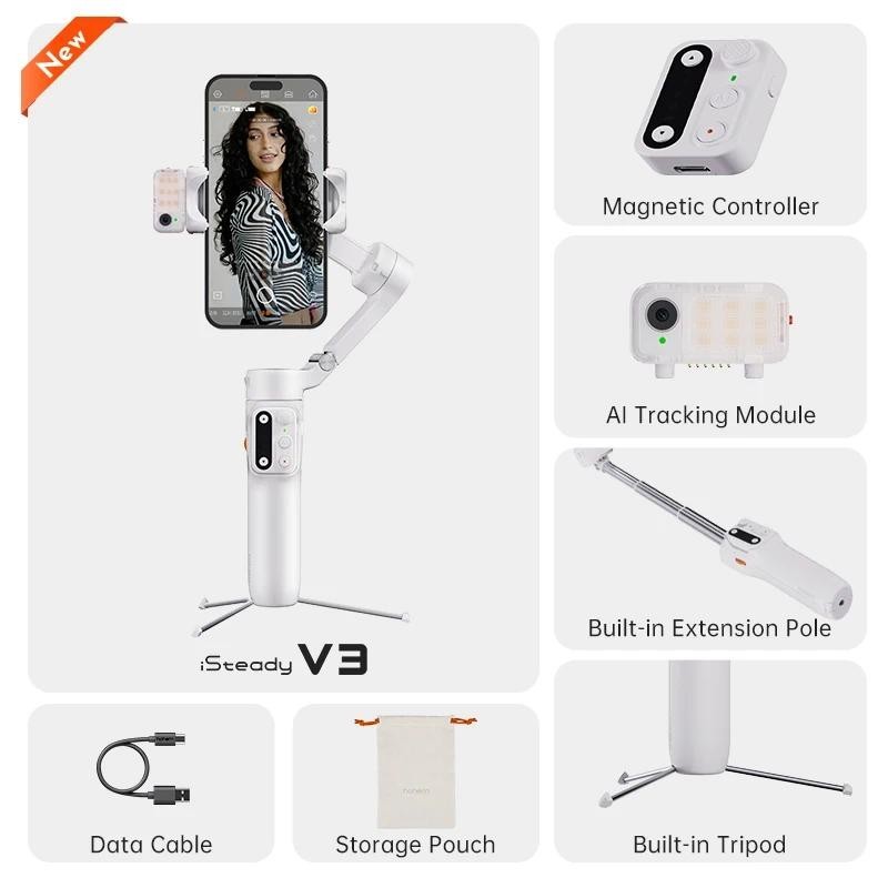 Hohem iSteady V3 New 3-Axis Ai Gimbal Stabilizer for Smartphone with ...