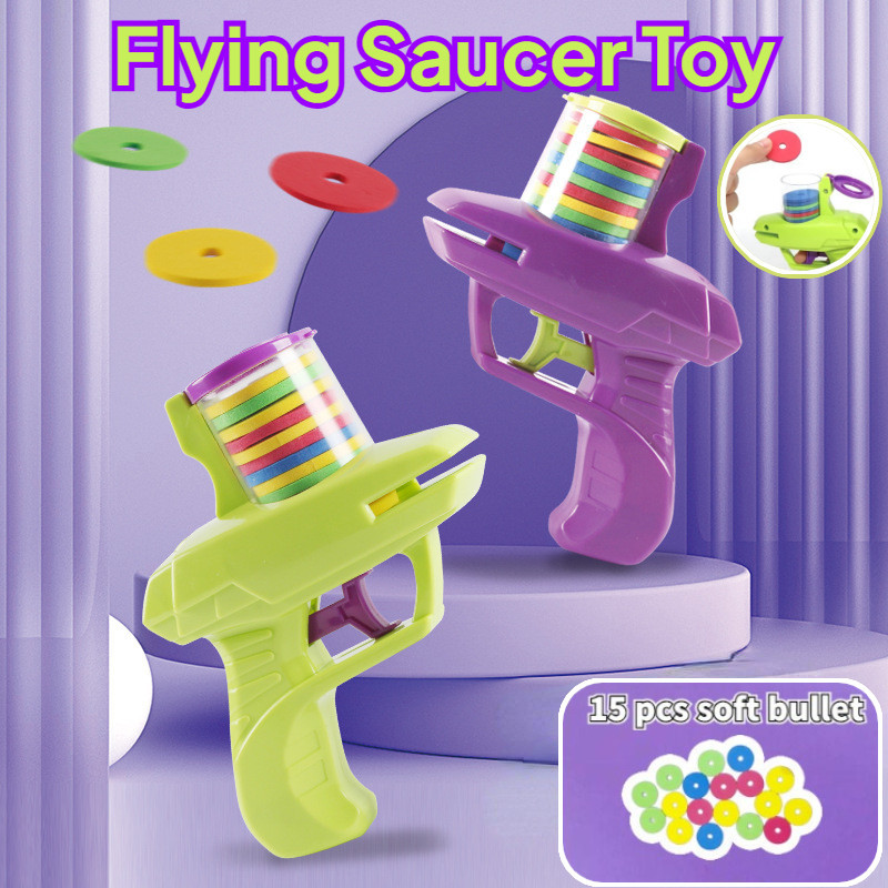 UFO Flying Saucer Toy Carrot Gun with Soft Bullet Mini Flying Disc Toy ...