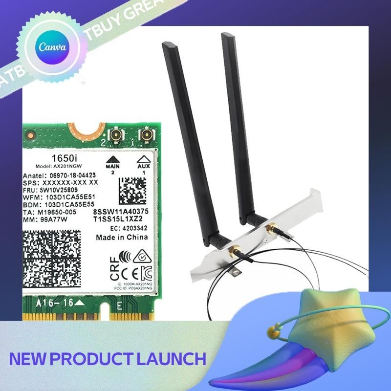 greatbuy 1650i AX201NGW WiFi Card+2x8DB Antenna+Baffle 3000Mbps WIFI6 2 ...