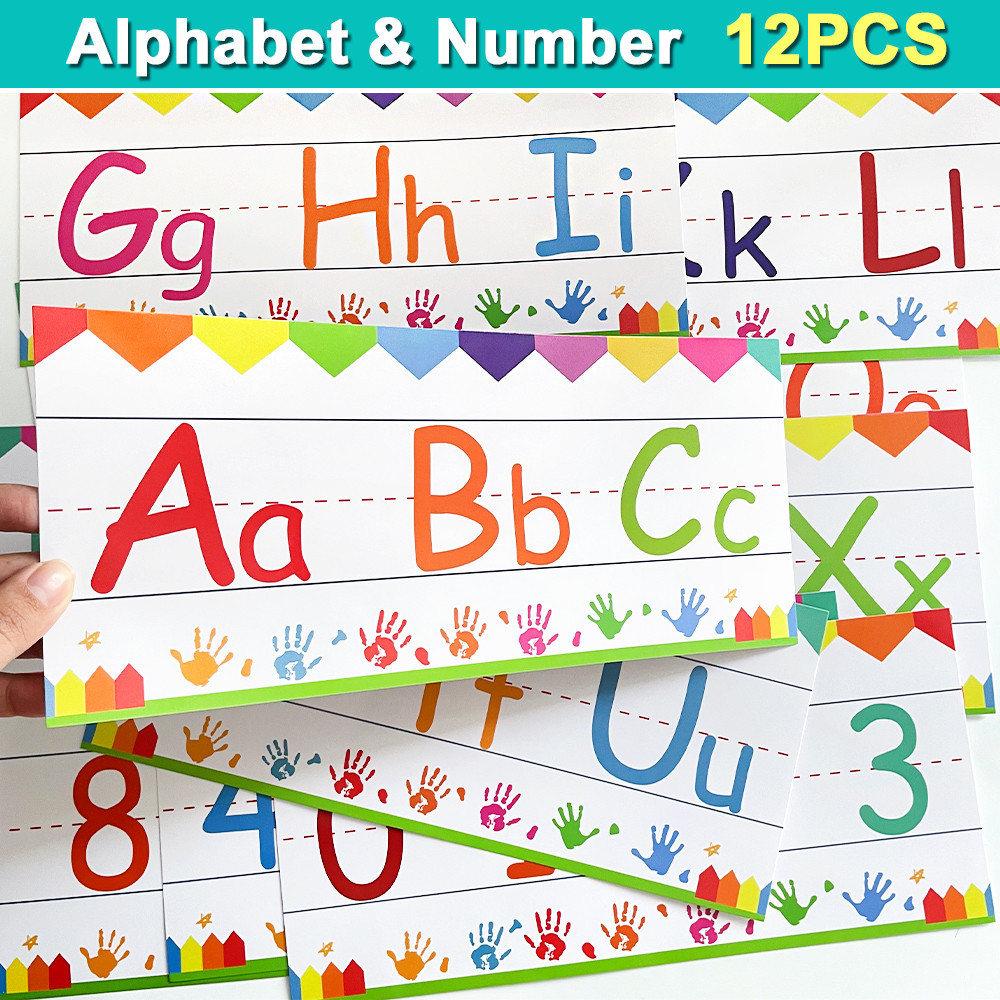 12pcs Alphabet&Number Learning Posters for Kids Early Educational ABC ...
