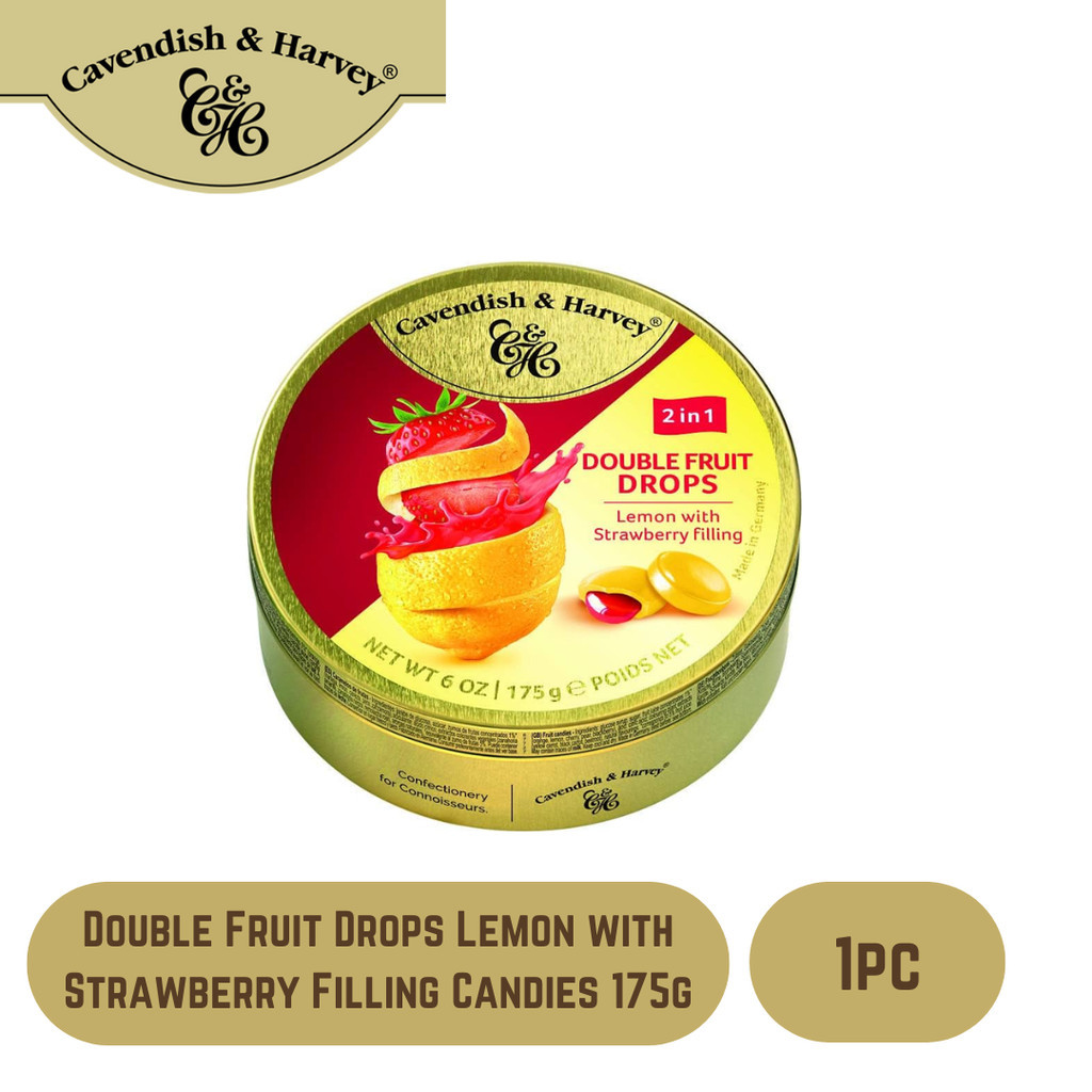 Cavendish & Harvey Double Fruit Drops Lemon with Strawberry Filling ...