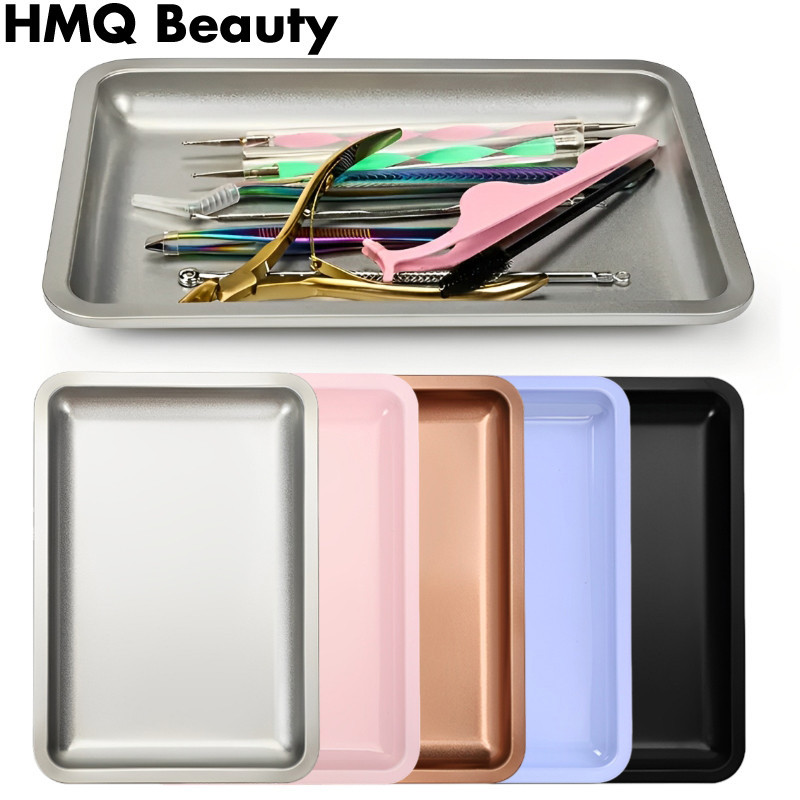 Square Stainless Steel Cosmetic Tray Makeup & Nail Equipment Jewelry ...