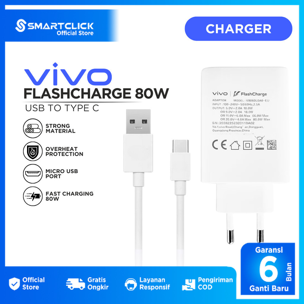 Vivo 80W Flash Charge Type C Fast Charging Charger Original 100% ...