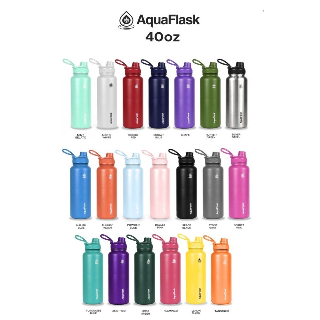 Aquaflask ORIGINAL POWDER BLUE 40oz Wide Mouth w Spout Lid Insulated ...