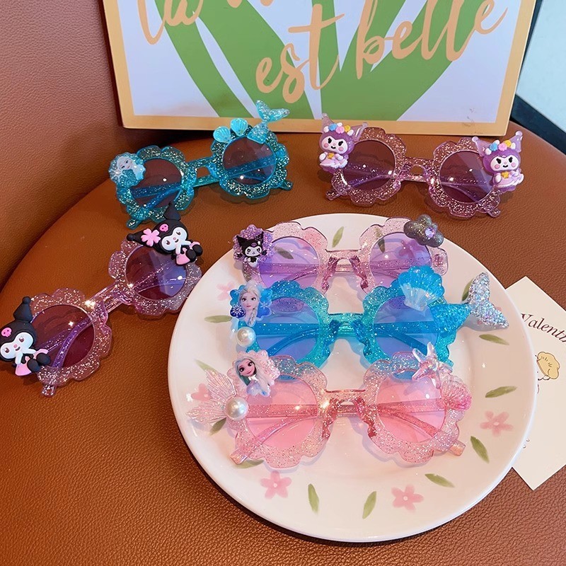 Sanrio Children's Elsa Sunglasses Kuromi Cartoon Sunscreen Glasses for ...