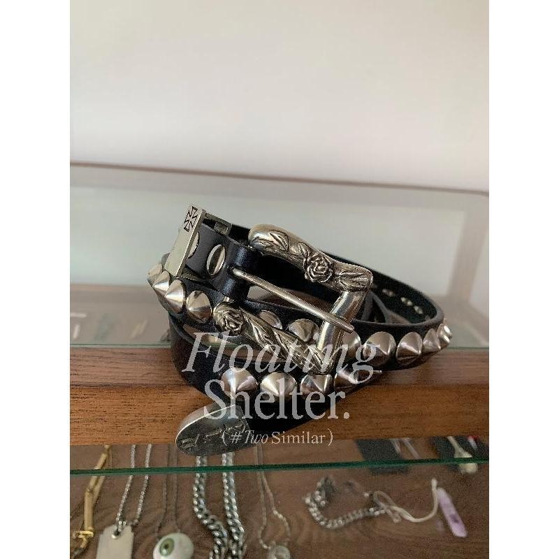 Erd Rose Belt Punk Rock Rivets White Narrow Leather Belt | Shopee ...