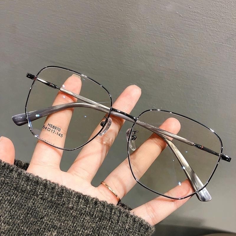 Anti Blue Eyeglasses Korean Retro Square Anti Radiation Glasses Metal ...