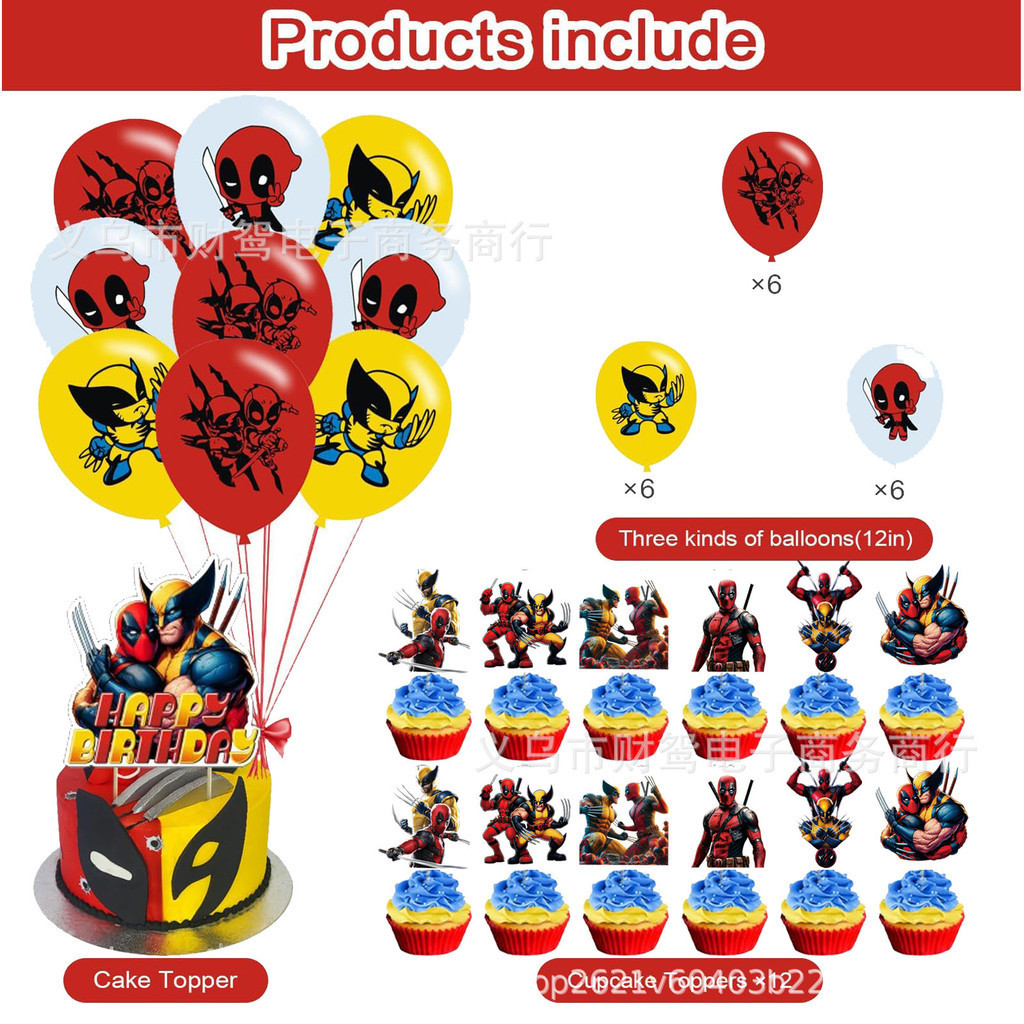 Deadpool vs Wolverine Movie Cartoon Theme Birthday Party Decoration ...