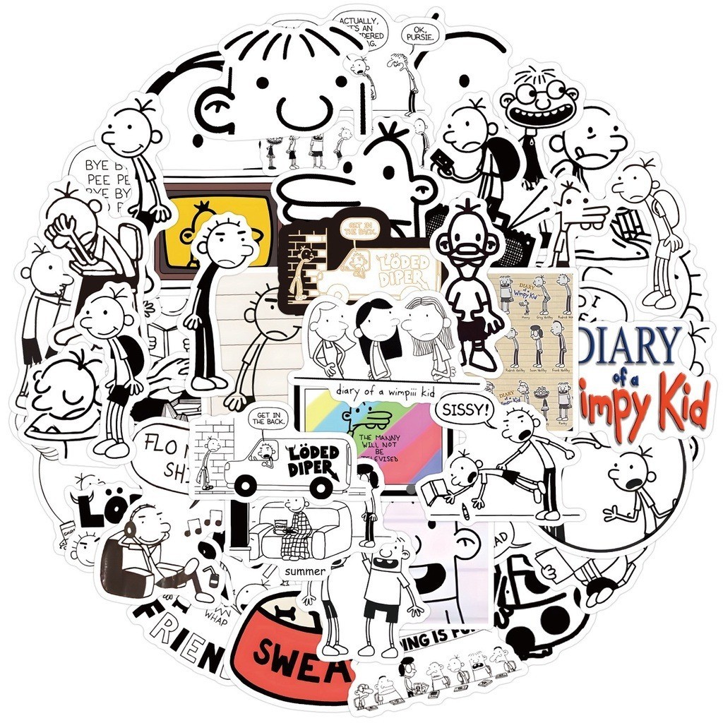 Y&P| Diary of a Wimpy Kid Stickers Set Cartoon Graffiti Waterproof ...