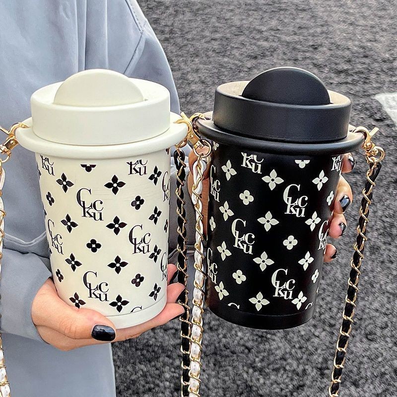 Light Luxury Style Trendy Thermos Cup Girls High-value Portable Office ...