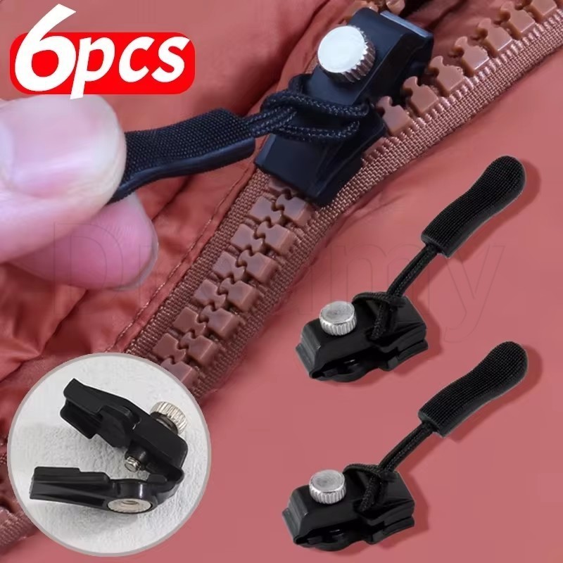 6Pcs Nylon Detachable Zipper Head - Pull Durable Fix Zipper - Easy ...
