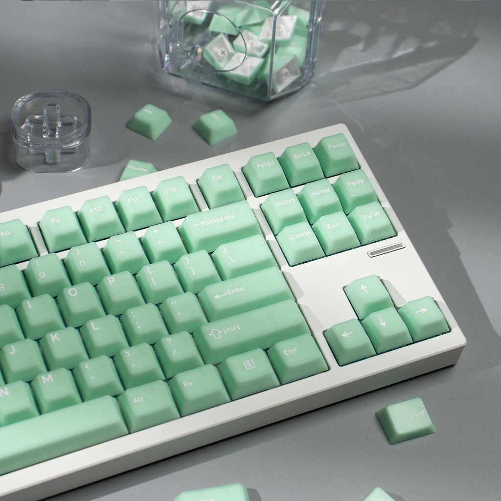 Jade color Keycaps Translucent PBT Double shot cherry profile keycaps set with Number pad for MX ...